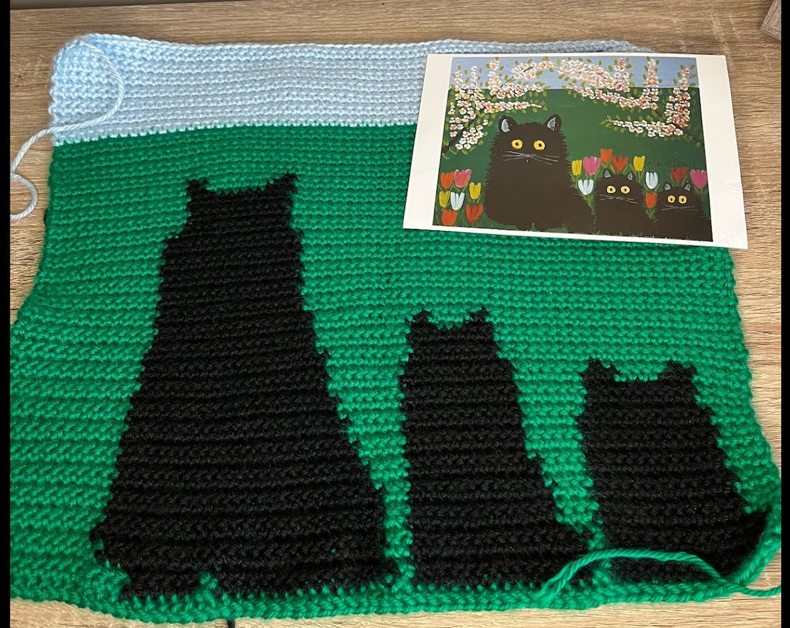 Maud Lewis' Three Black Cats Tapestry Crochet Pattern - Etsy