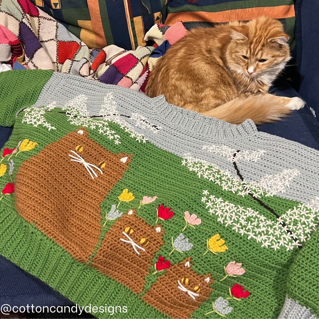Maud Lewis' Three Black Cats Crochet Sweater Pattern Individual Pattern ...