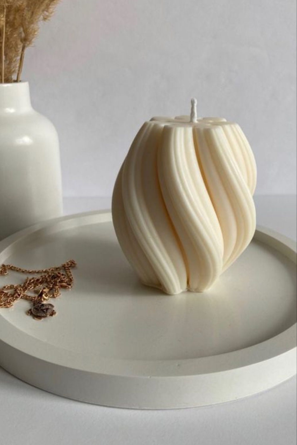 Swirl Candle Unsented Decorative Candle 100% Coconut Wax - Etsy