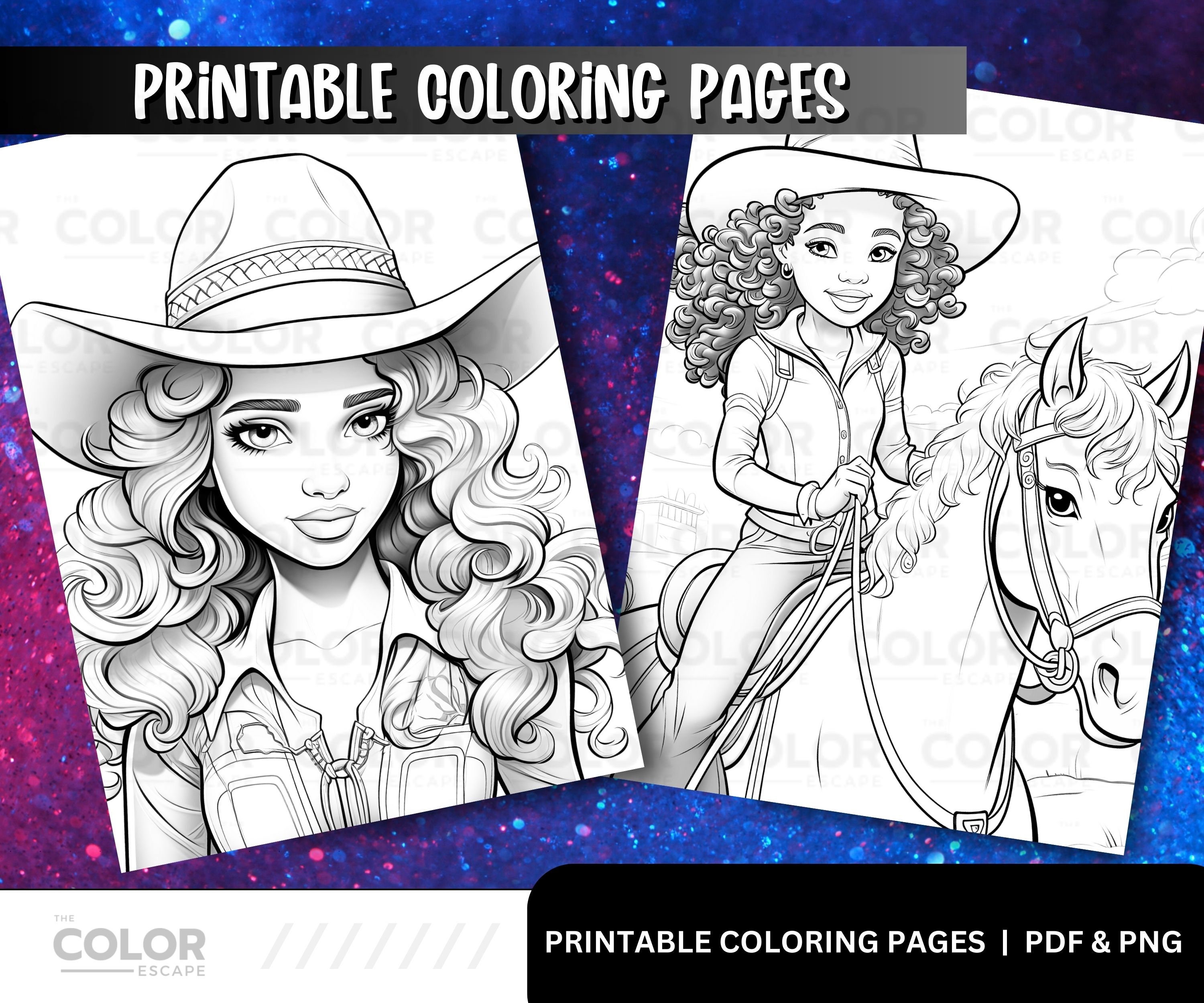 Black Cowgirls Coloring Pages | Cute African-american Girls Color ...