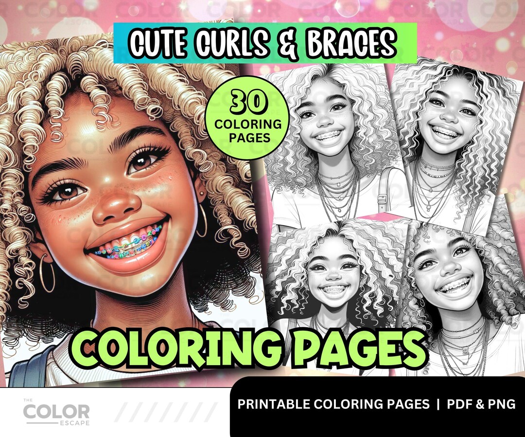 Black Girl Coloring Pages | Cute African-american Girls With Braces ...