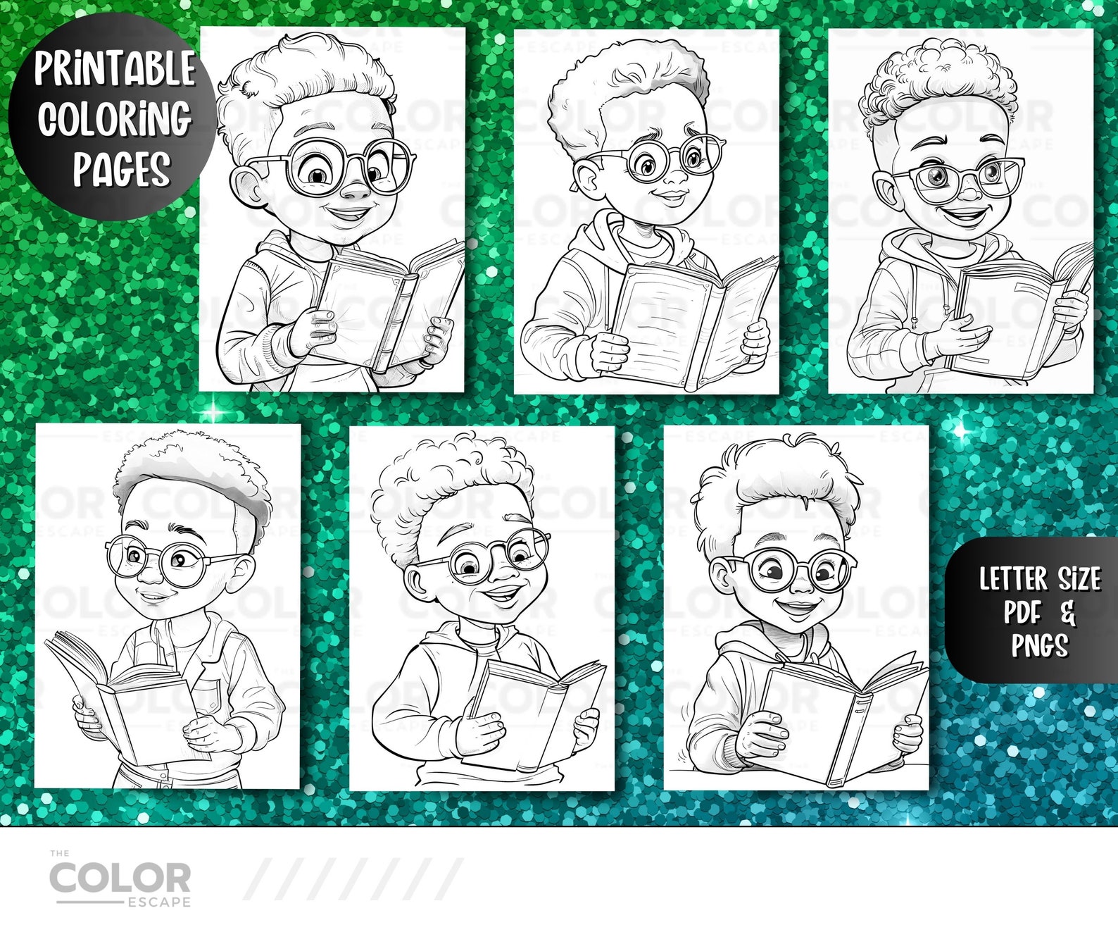 Black Boys Reading Books Coloring Pages | African-american Boys ...