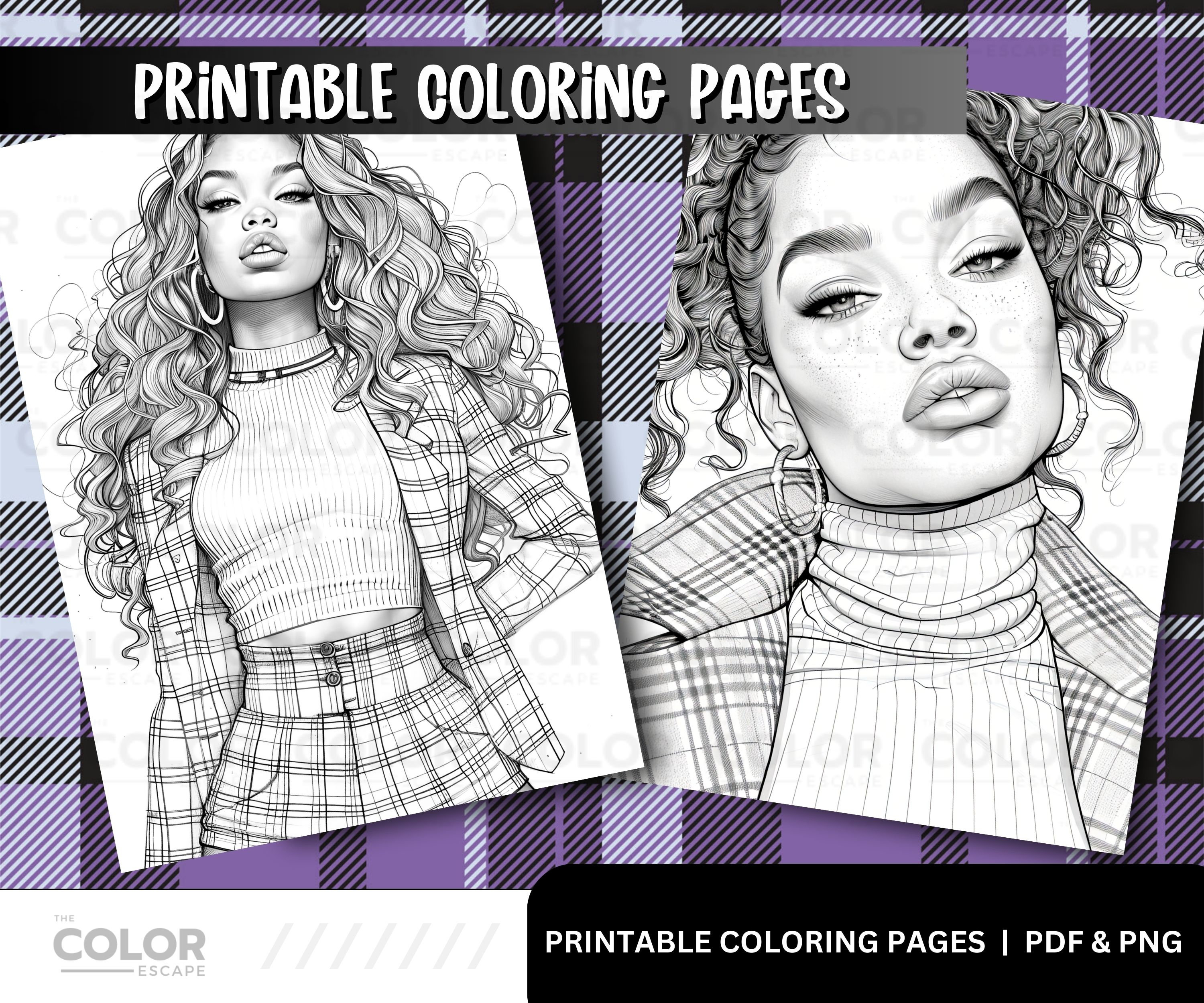 Black Women Wearing Plaid Coloring Pages African-american Fashion Woman ...