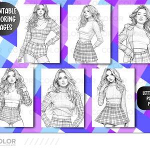 School Girls Wearing Plaid Coloring Pages | Stylish Women's Fashion ...