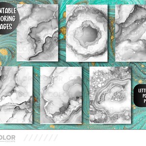 Crystal Agate Geodes Coloring Pages | Intricate Rock Pattern Printable ...
