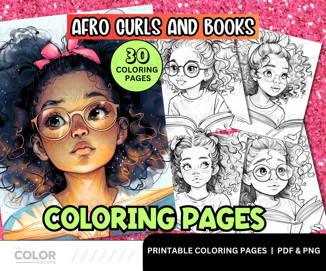 Black Girls Reading Coloring Pages | Cute African-american Girls ...