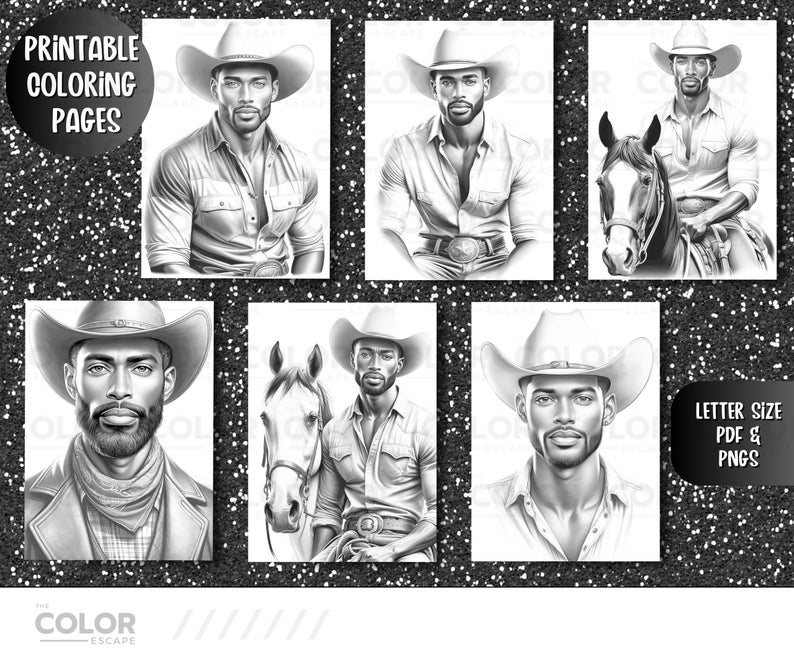 Black Cowboys Coloring Pages | Handsome African American Men ...