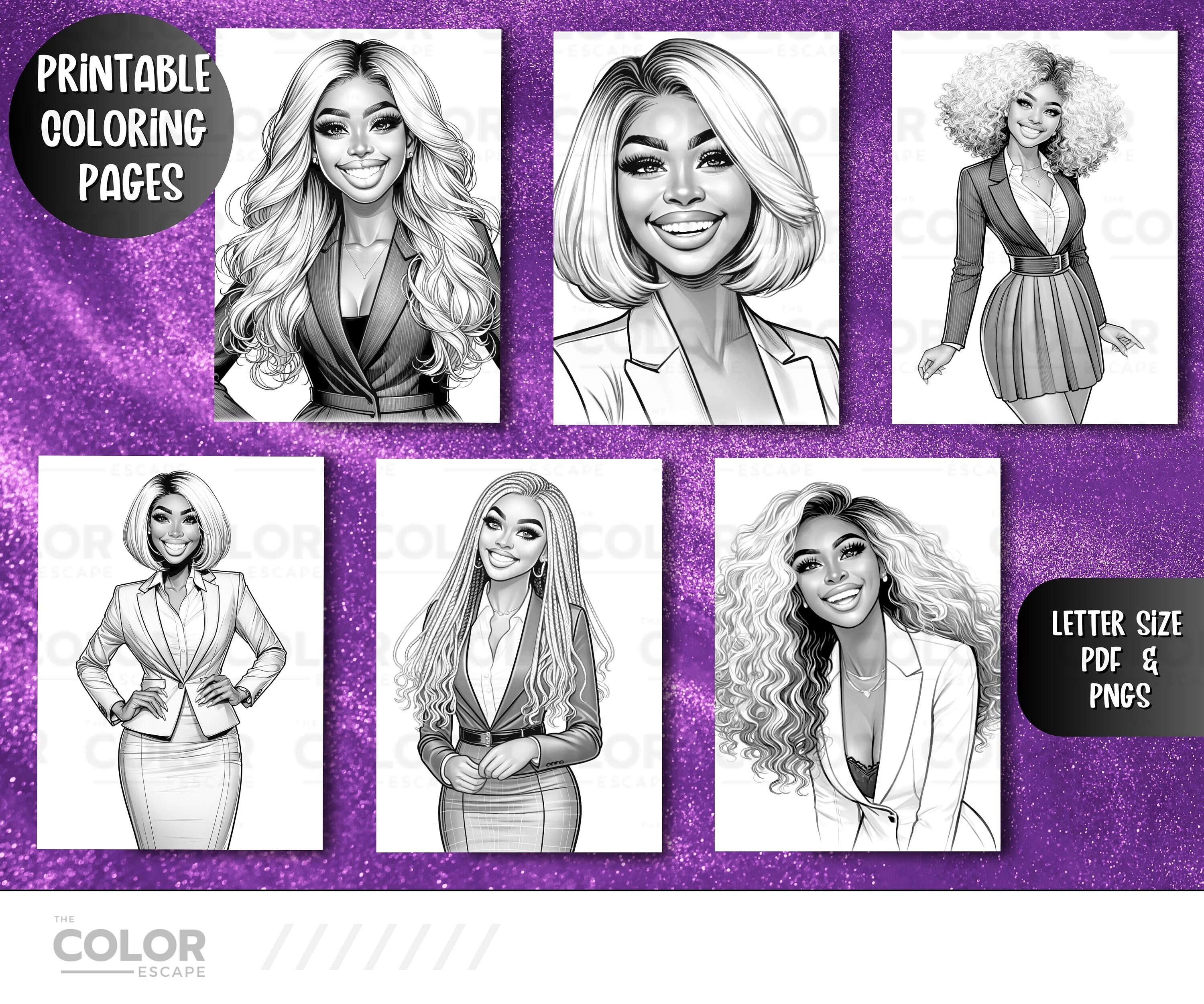 Black Corporate Women Coloring Pages | African American Business Women ...