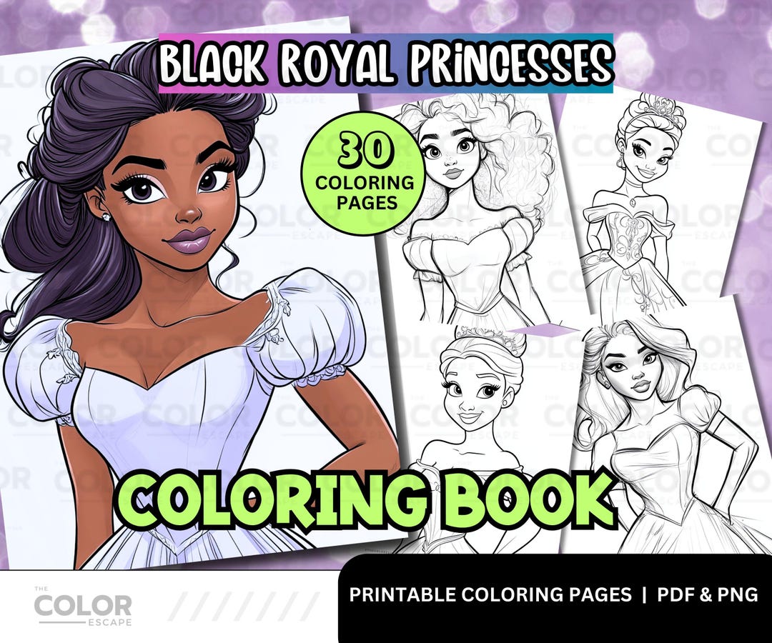 Beautiful Black Princess Coloring Pages | African American Girl Royalty ...