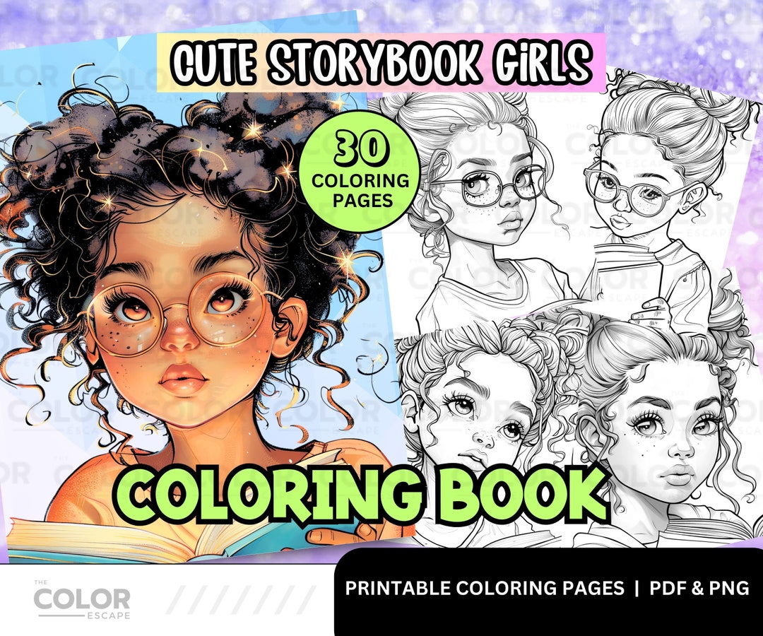 Curly Girls Reading Coloring Pages | Cute Little Girls | Curly Natural ...