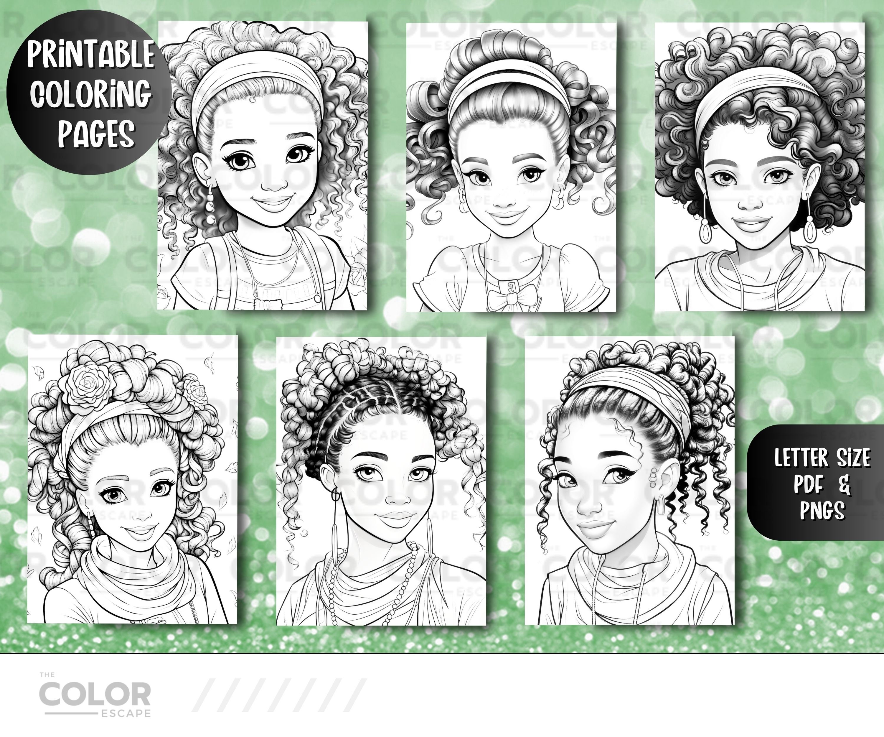 Black Girl Curls Coloring Pages | African-american Girl | Curly Afro ...
