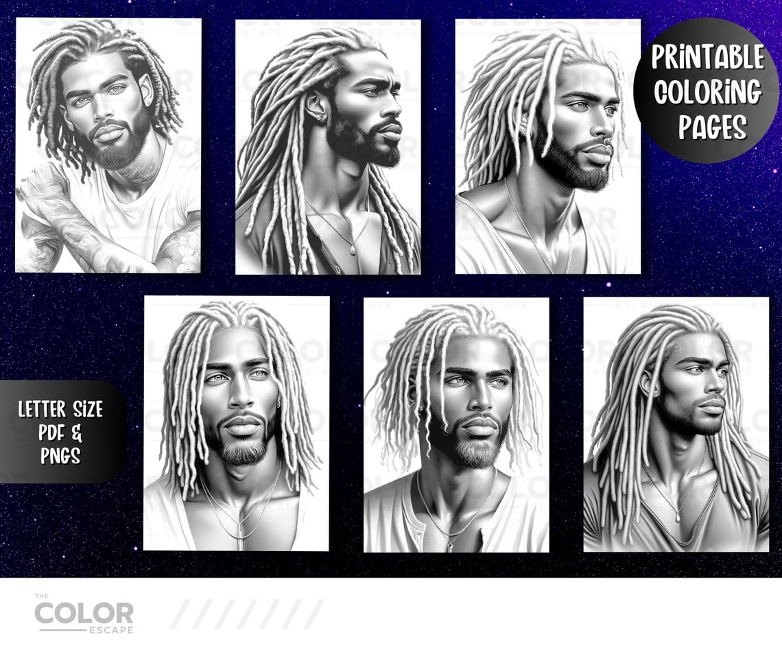 Black Men Locs Hair Coloring Pages African-american Dreadlocks & Twists ...
