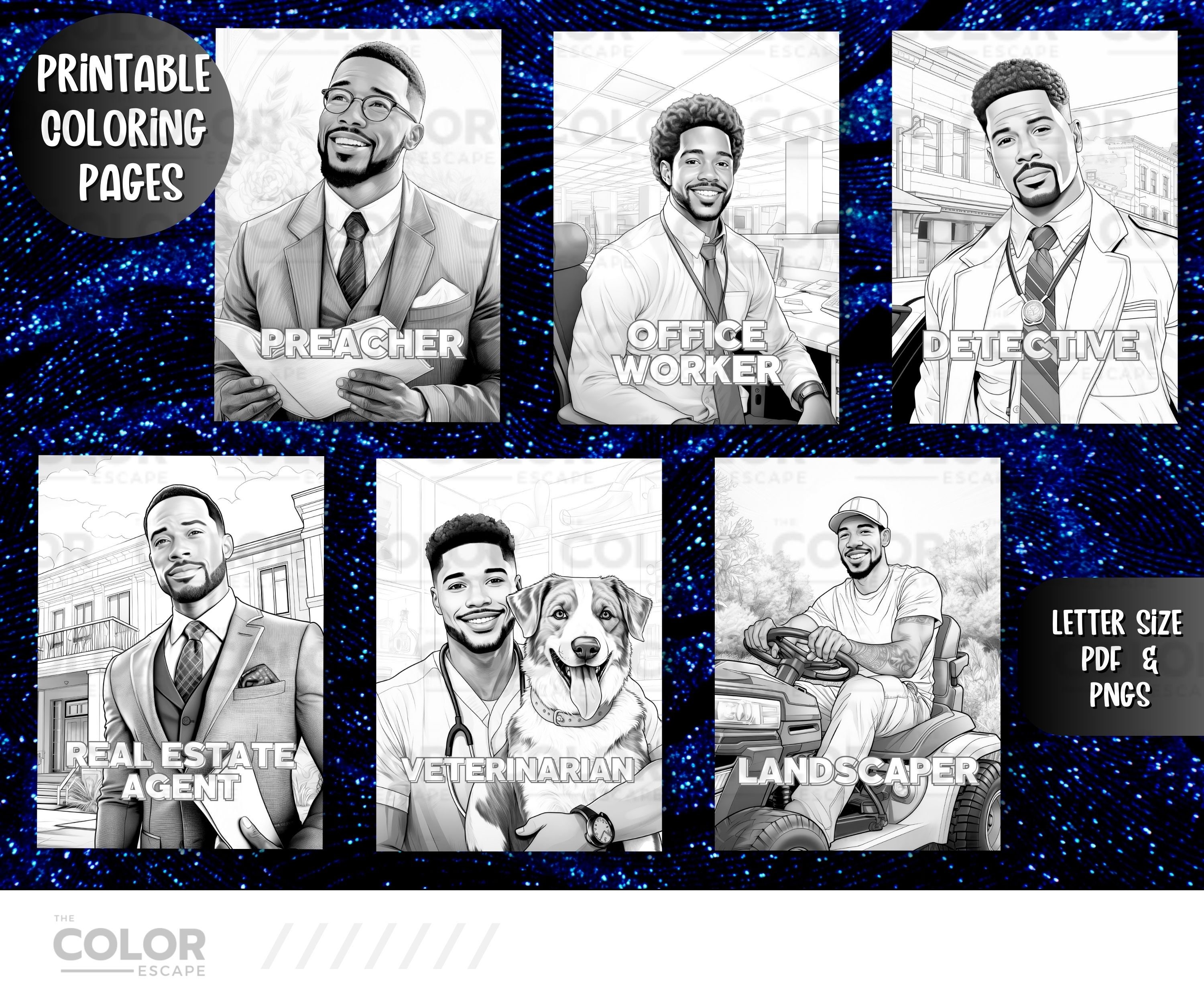 Black Hard-working Men Coloring Pages | African-american Men Career ...