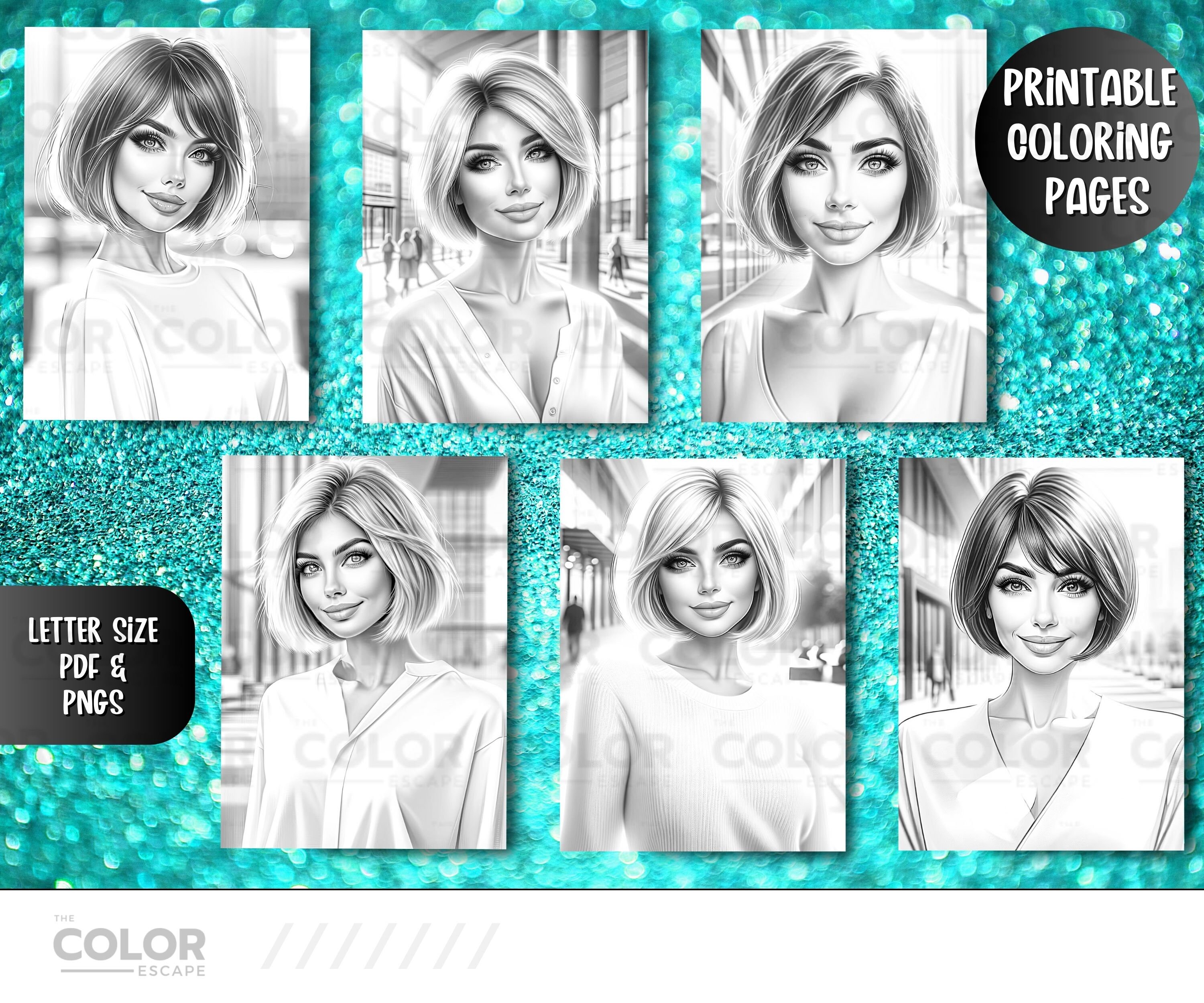 Women Bob Hairstyle Coloring Pages | Classic Haircut Coloring ...