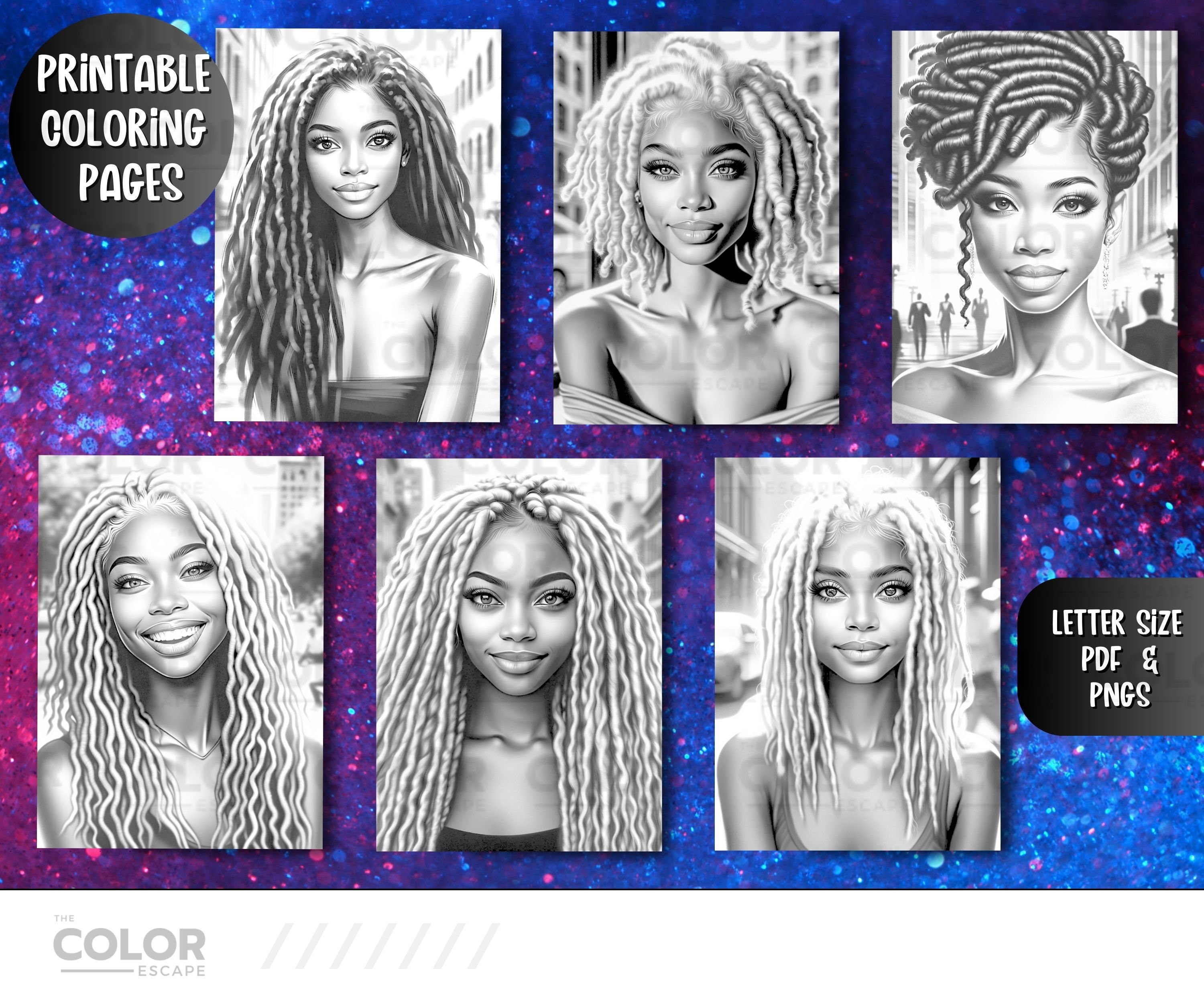 Black Women Locs Coloring Pages | African American Dreadlocks Hairstyle ...