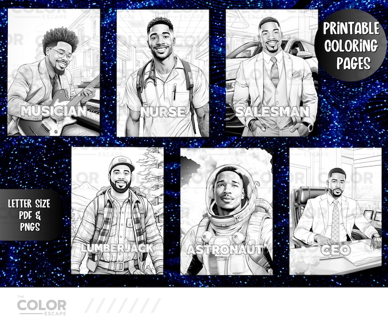Black Hard-working Men Coloring Pages | African-american Men Career ...