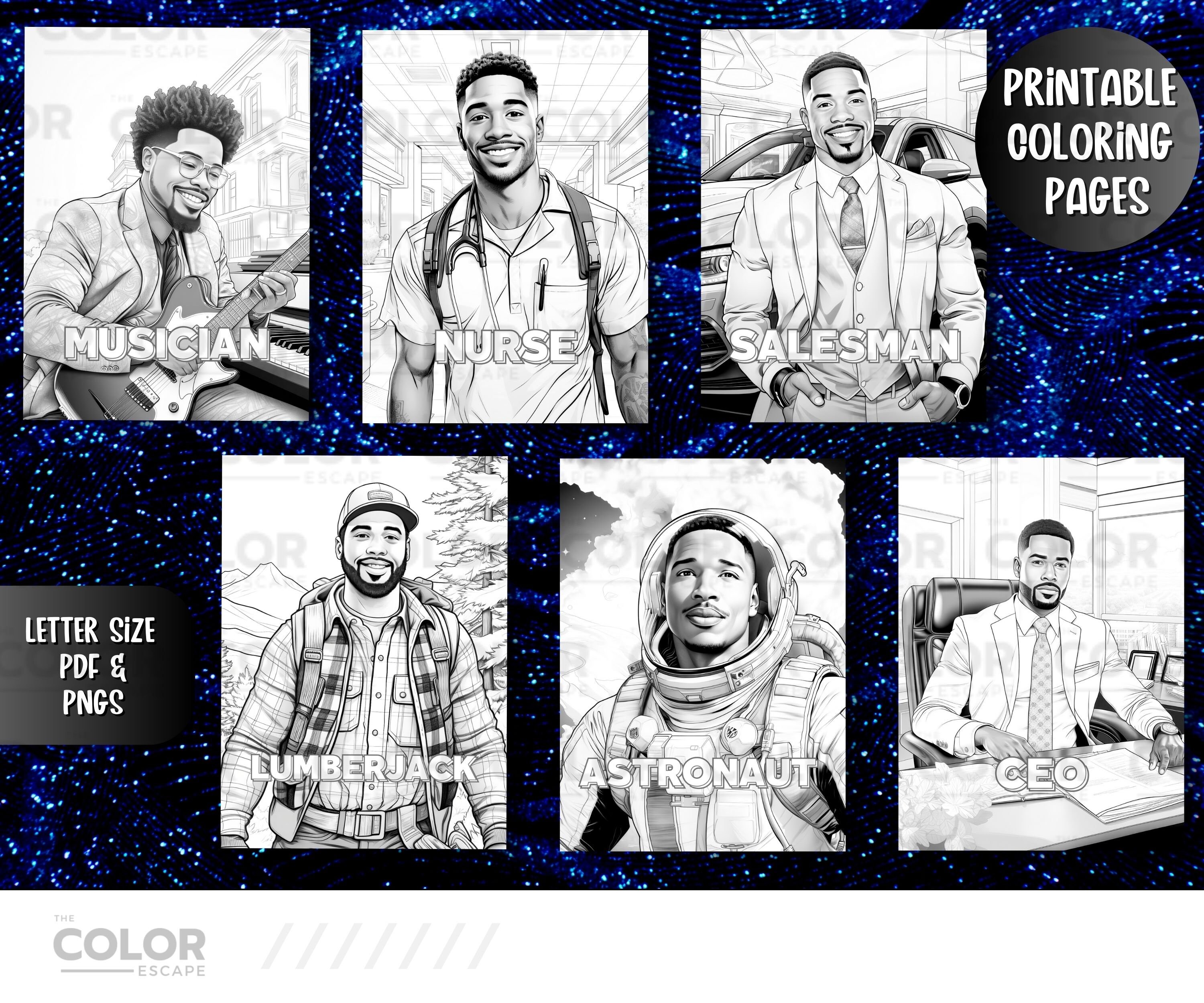 Black Hard-working Men Coloring Pages | African-american Men Career ...