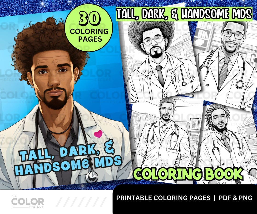 Black Men Doctors Coloring Pages | Handsome Black Male Doctor Portrait ...