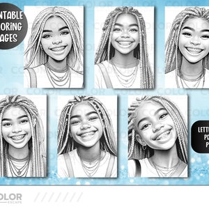 Black Girl Coloring Pages | Cute African-american Girls | Curly Afro ...
