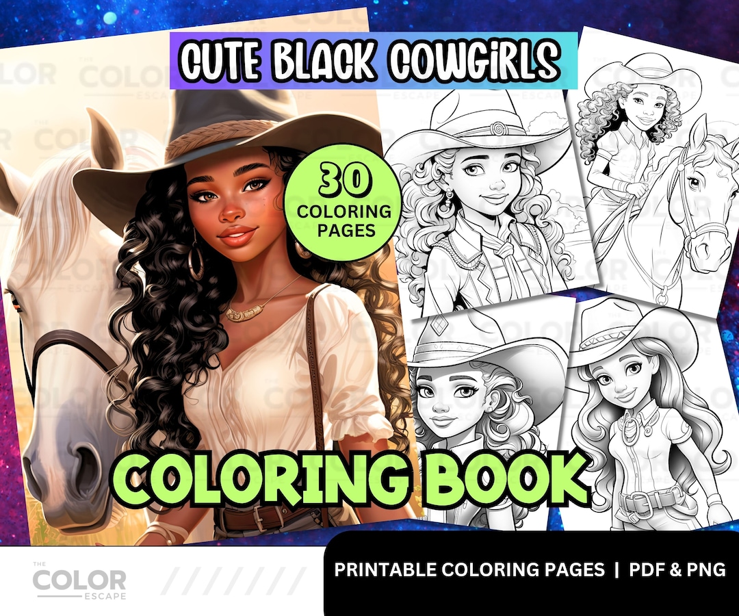 Black Cowgirls Coloring Pages | Cute African-american Girls Color ...