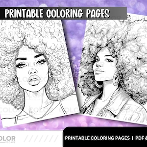 Afro Beauty Printable Coloring Pages | Black Girl Magic Digital ...