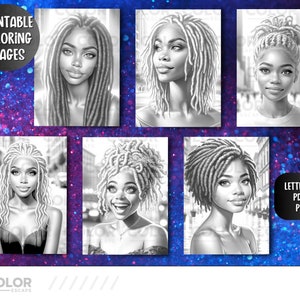 Black Women Locs Coloring Pages | African American Dreadlocks Hairstyle ...