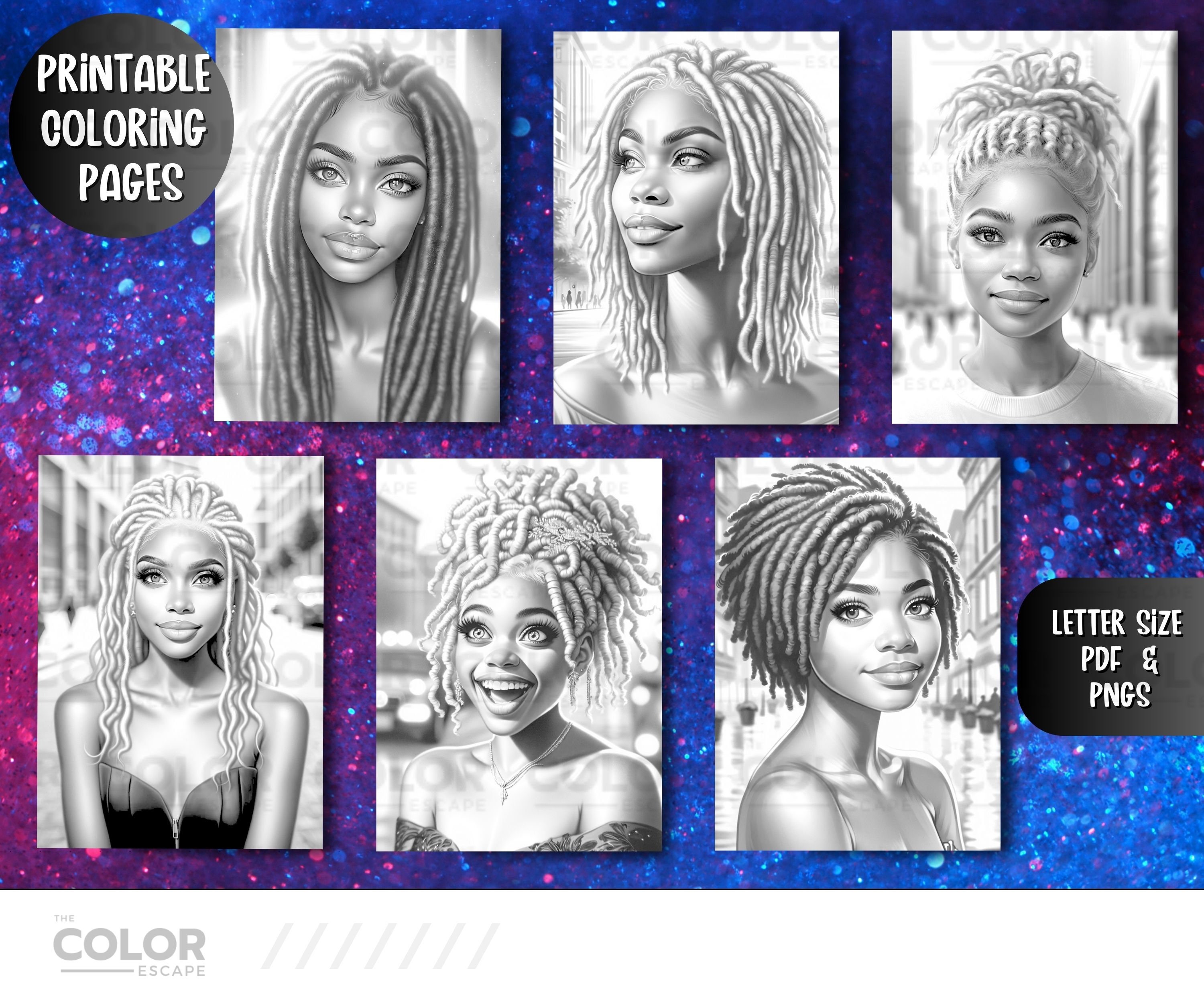 Black Women Locs Coloring Pages African American Dreadlocks Hairstyle ...