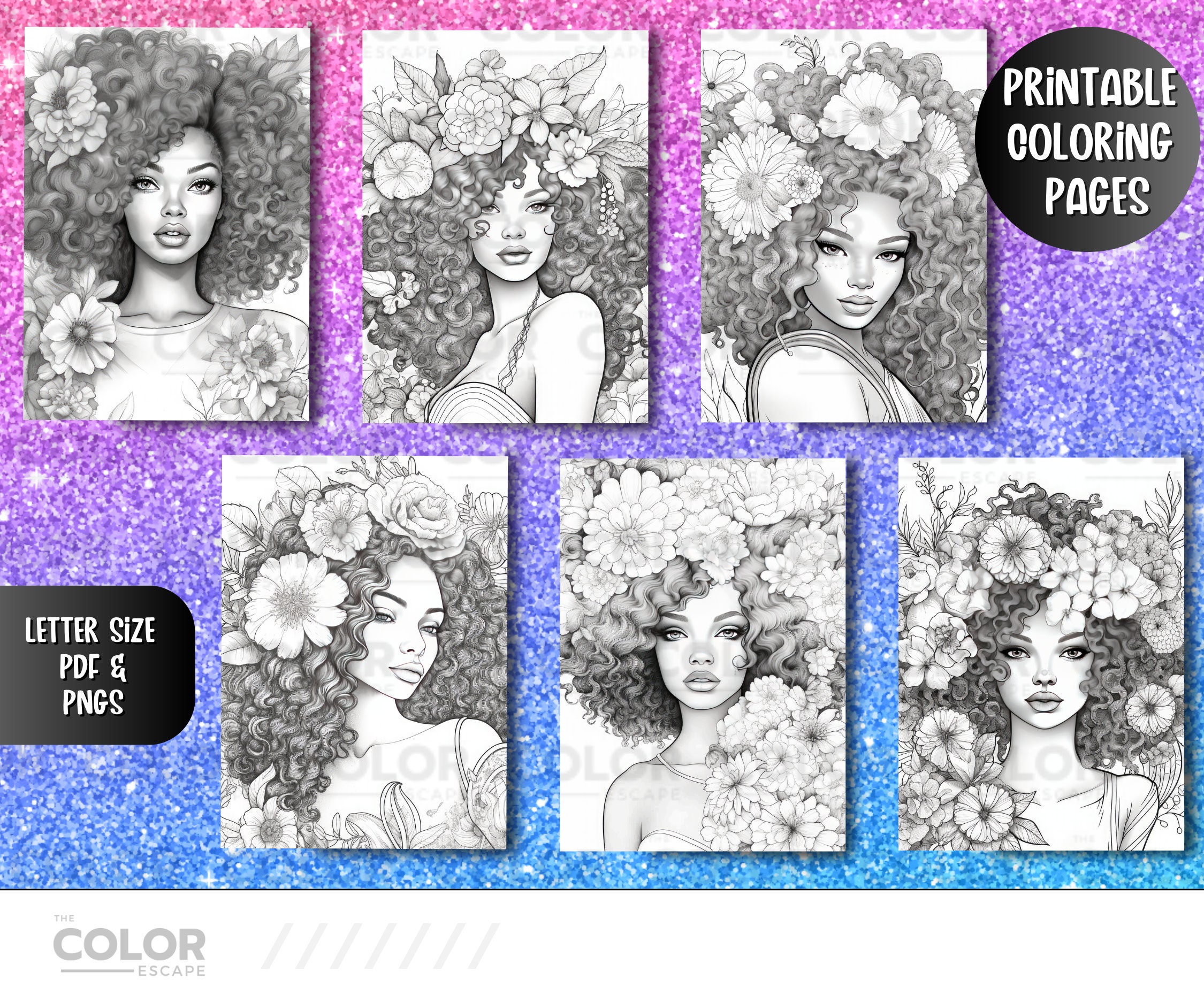Black Girls Coloring Pages | African-american Flower Girls Botanical ...