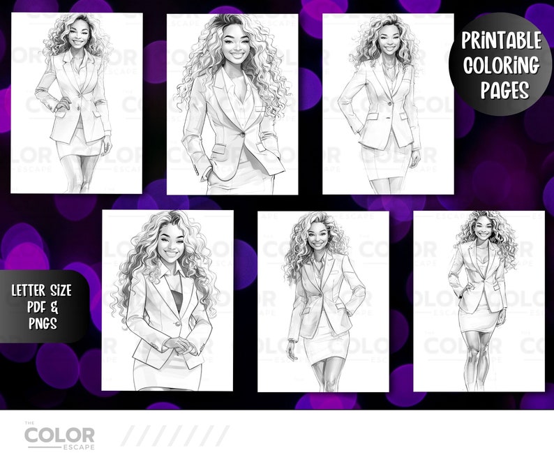 Black Corporate Women Coloring Pages African-american Career Working ...