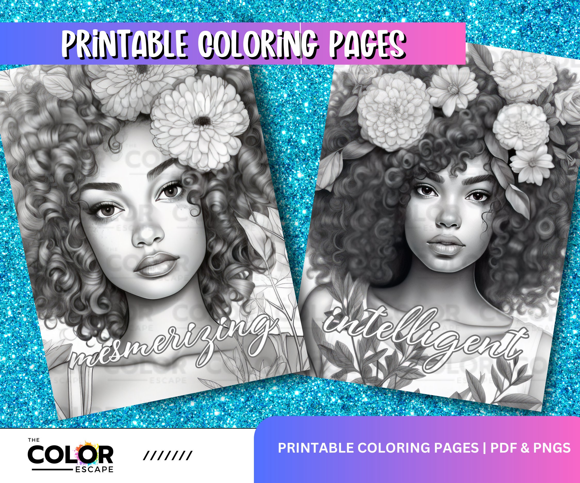 Gorgeous Black Women Coloring Pages | African-american Botanical Flower ...