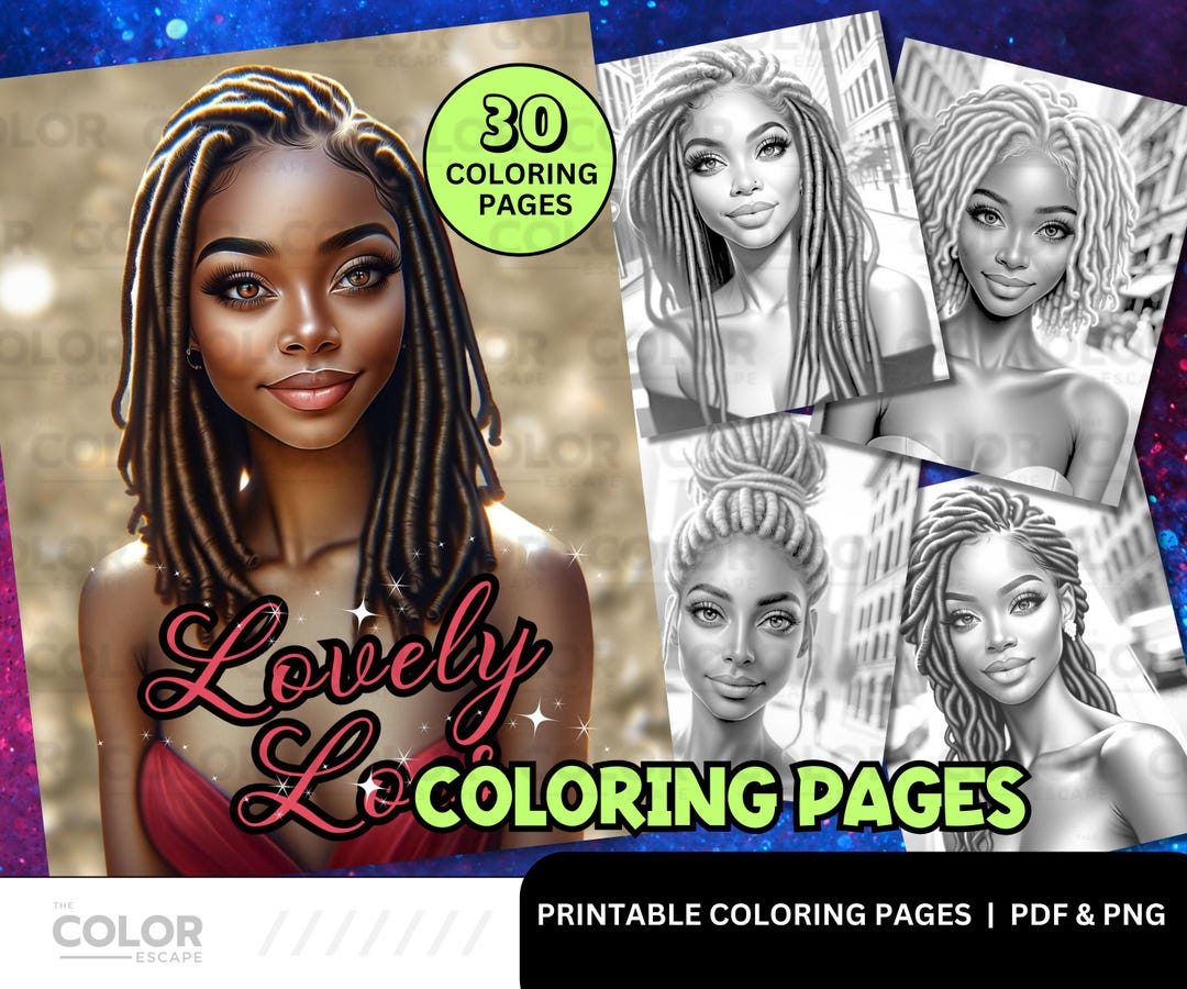 Black Women Locs Coloring Pages | African American Dreadlocks Hairstyle ...