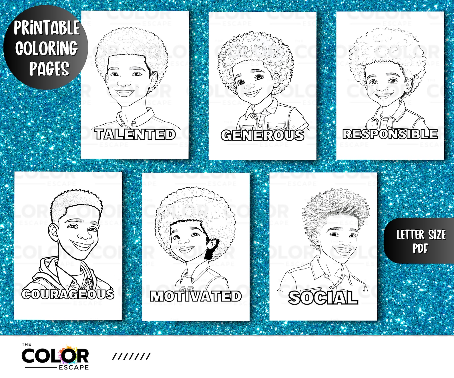 Black Boys Coloring Pages | African-american Boys Coloring | Printable ...