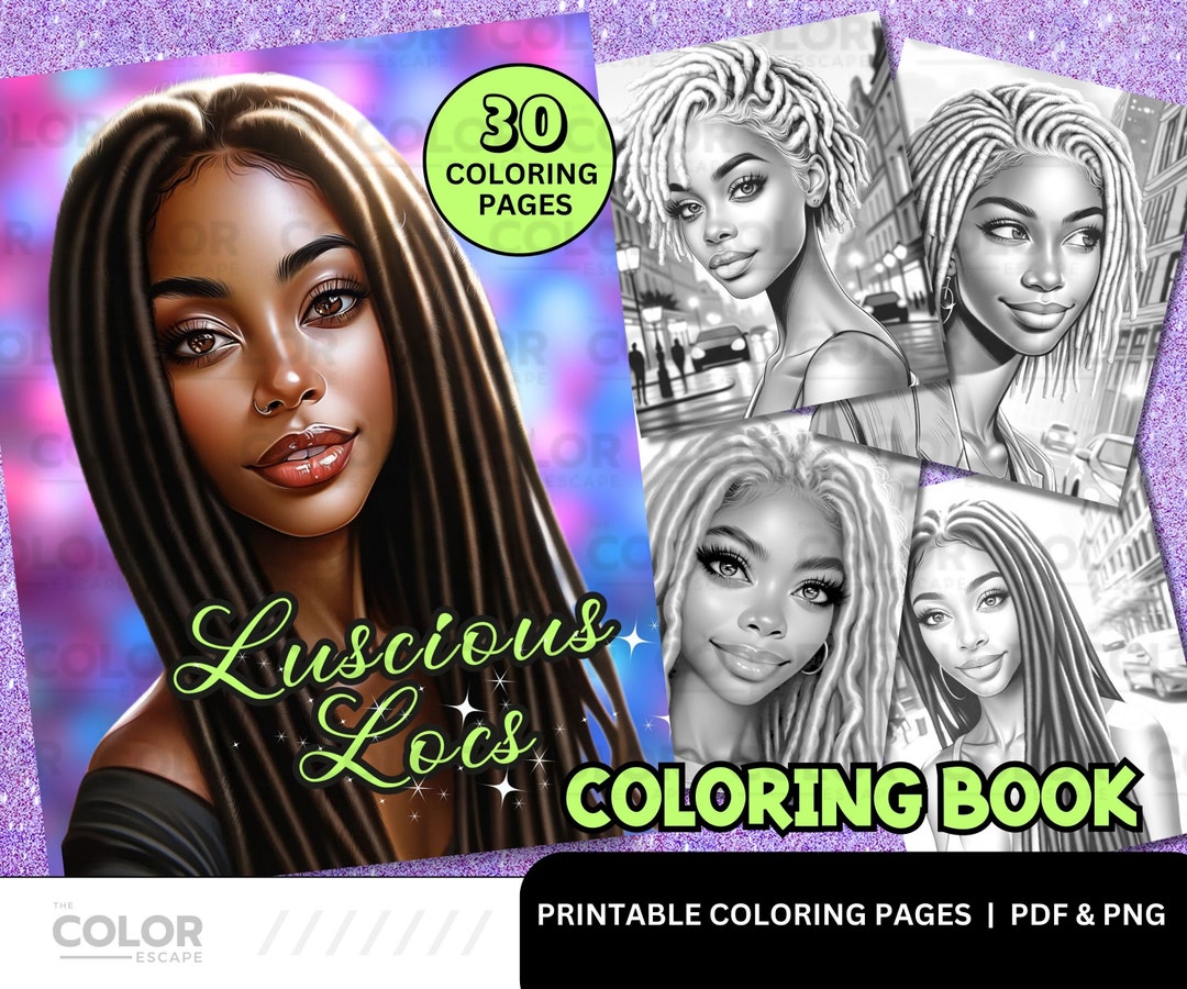 Black Women Locs Coloring Pages African American Dreadlocks Hairstyle ...