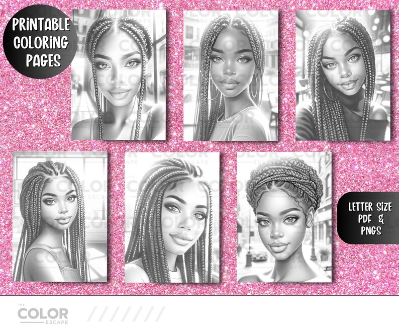 Black Women Braids Coloring Pages | African American Braid Hairstyles ...