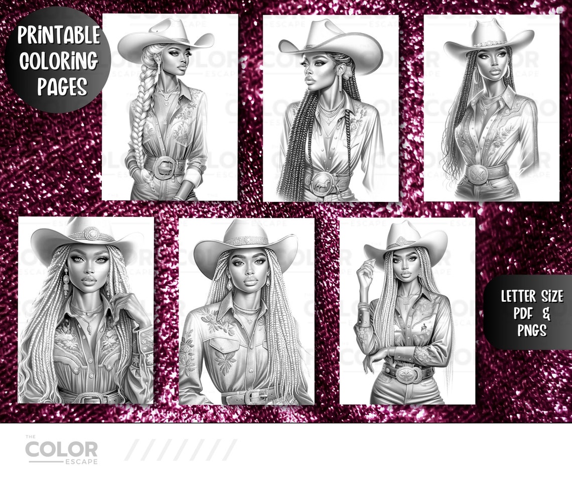 Black Women Cowgirls Coloring Pages | Western African-american Woman ...