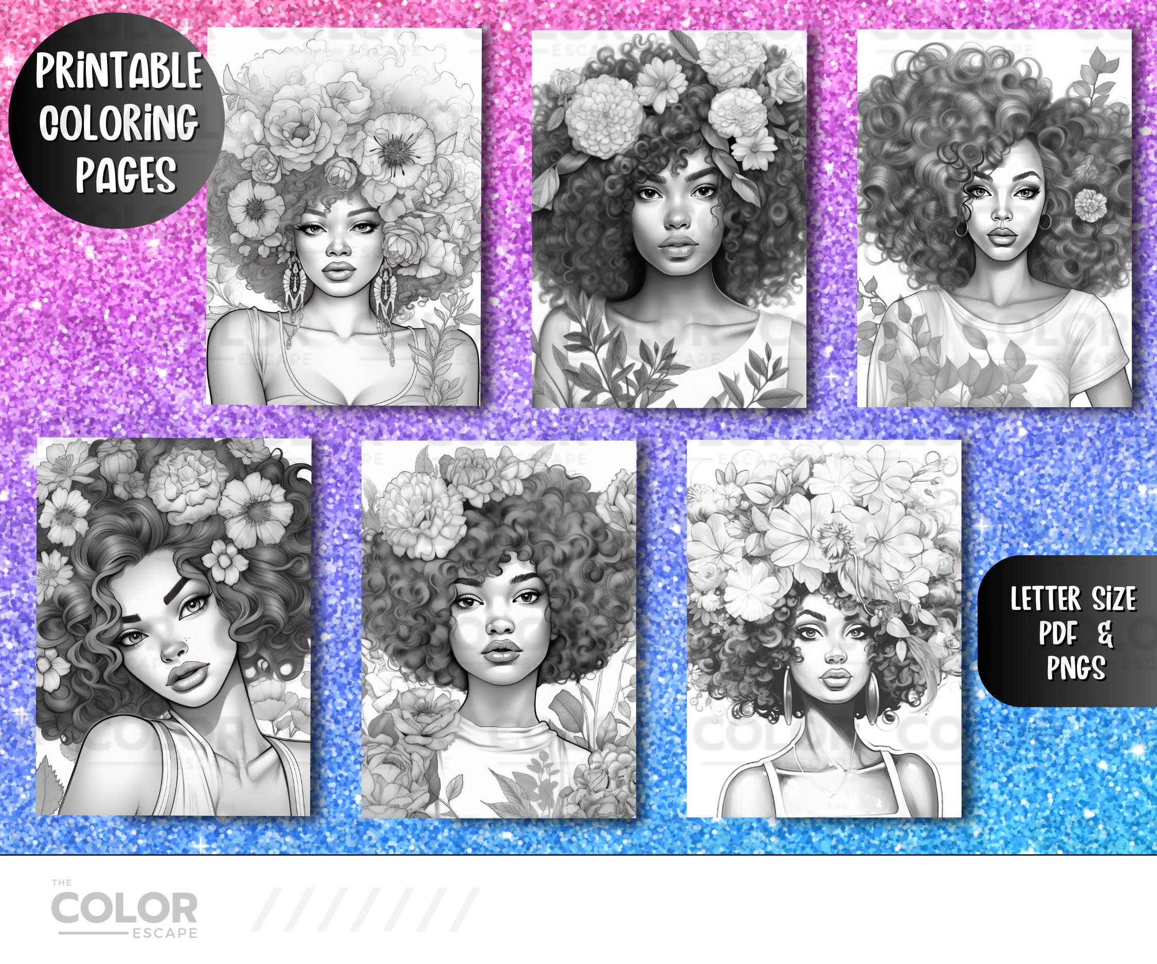 Black Girls Coloring Pages | African-american Flower Girls Botanical ...