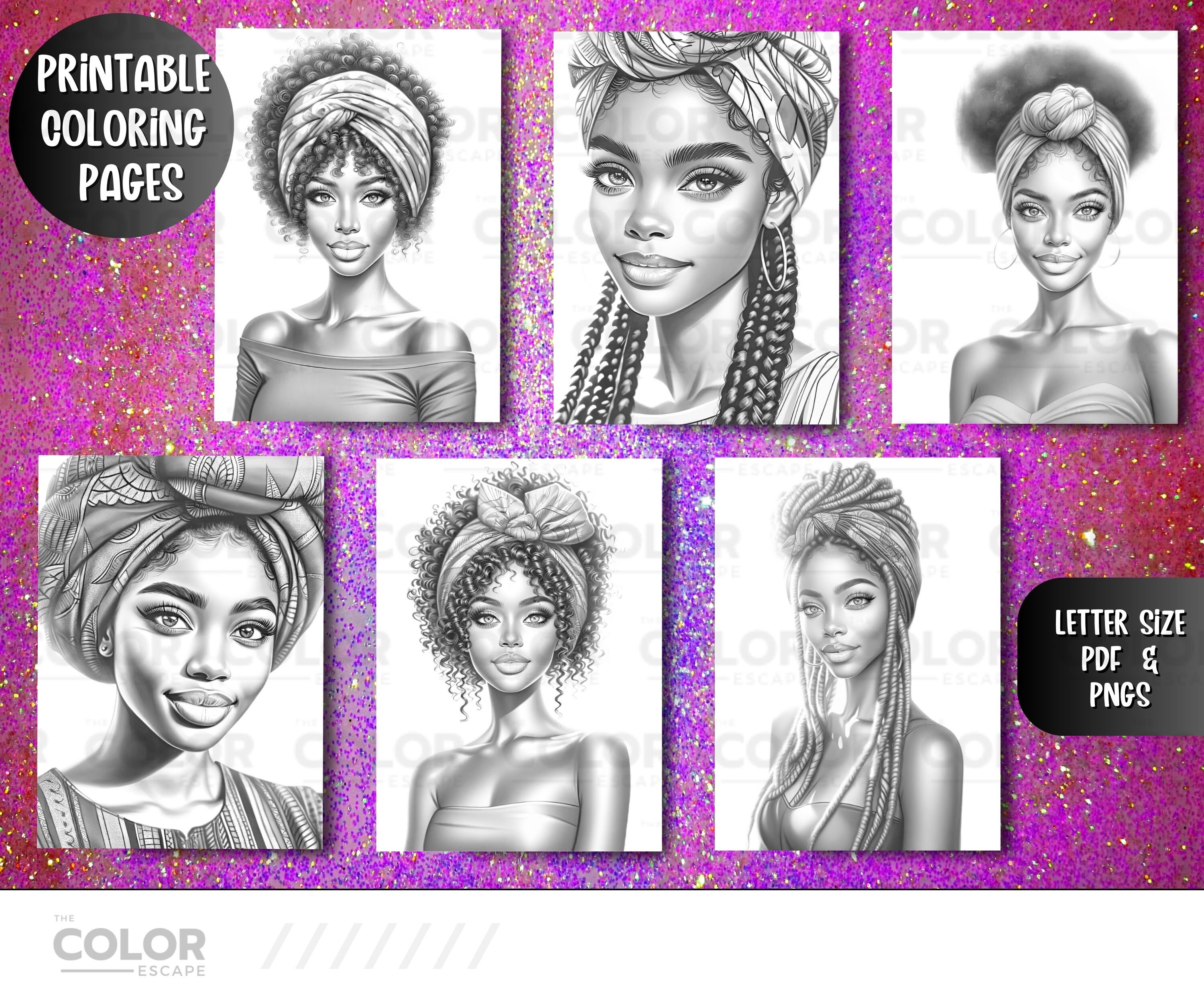 Black Women Headwraps Coloring Pages | African-american Girls | Natural ...