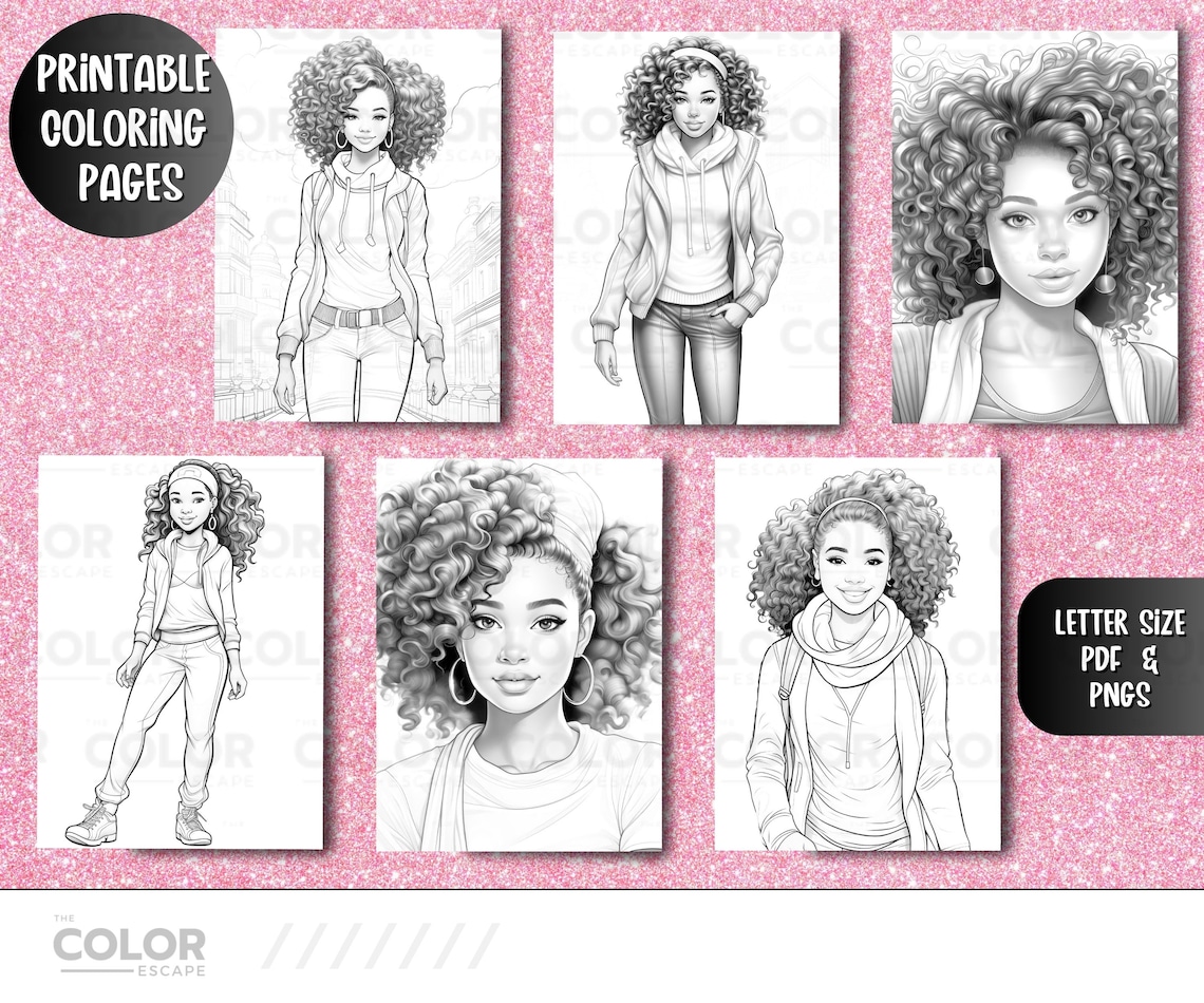 Black Teen Girls Coloring Pages Beautiful African-american Teenage ...