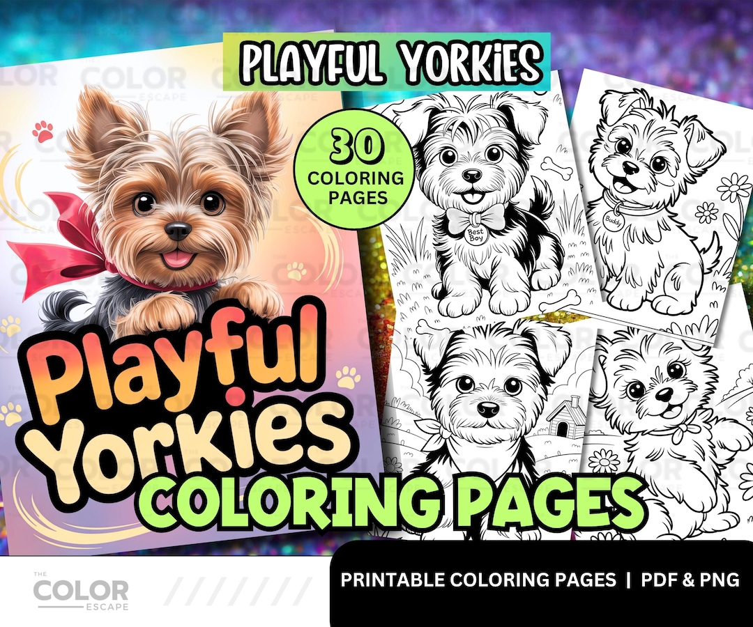 Yorkshire Terrier Coloring Pages | Cute Kawaii Yorkie Printable for ...