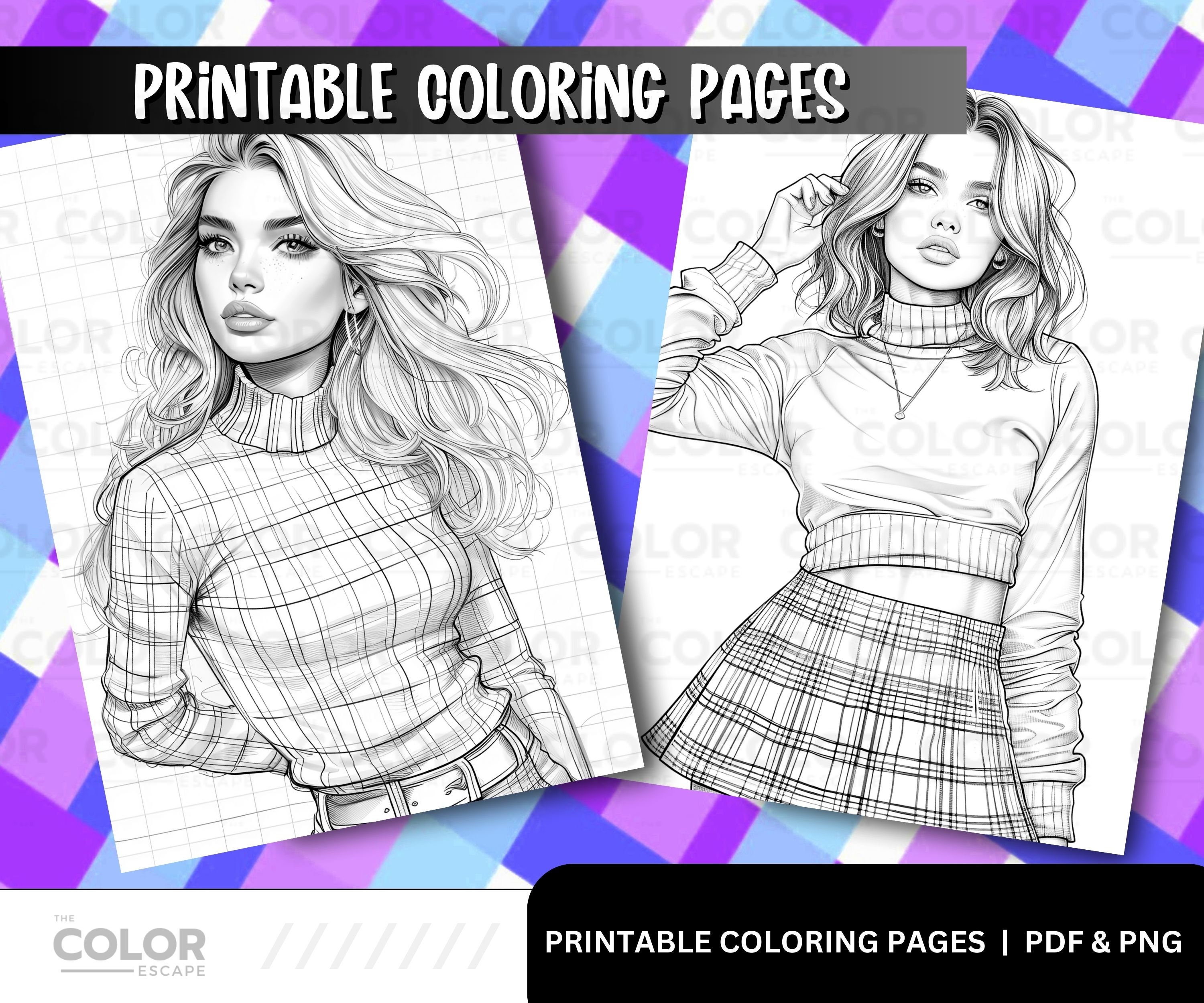 School Girls Wearing Plaid Coloring Pages | Stylish Women's Fashion ...