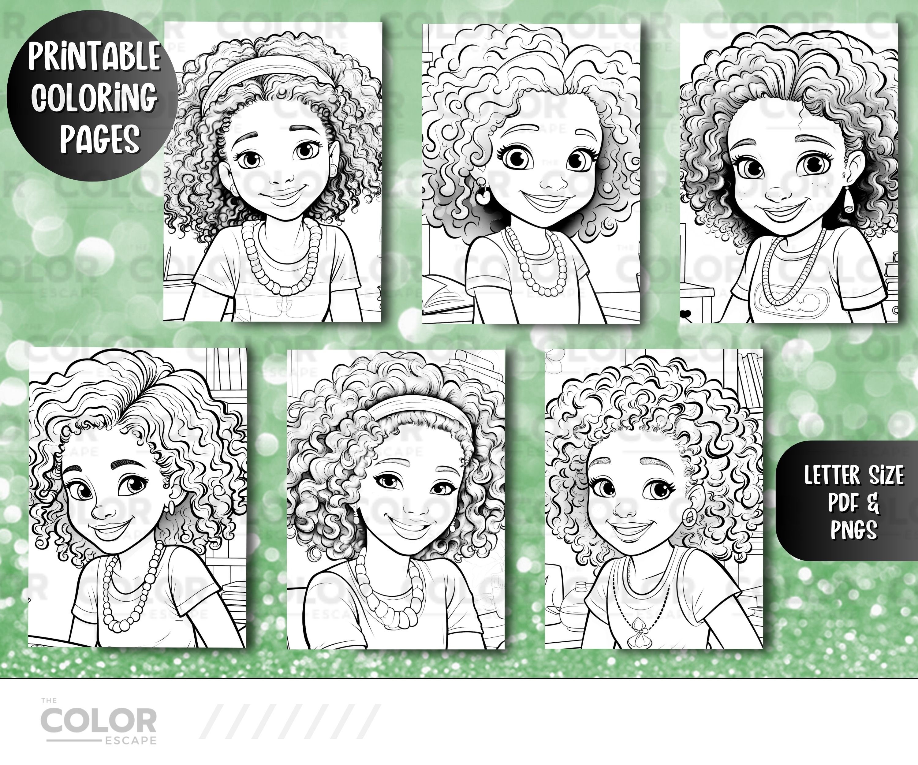 Black Girl Curls Coloring Pages | African-american Girl | Curly Afro ...