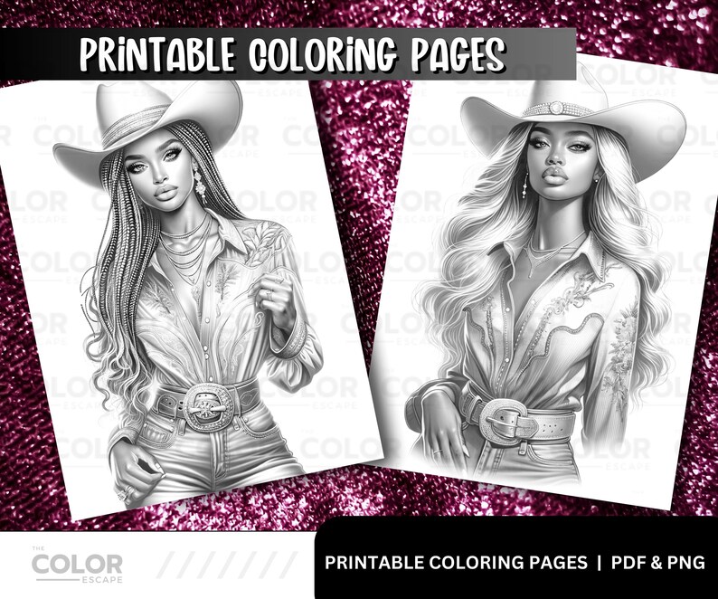Black Women Cowgirls Coloring Pages | Western African-american Woman ...
