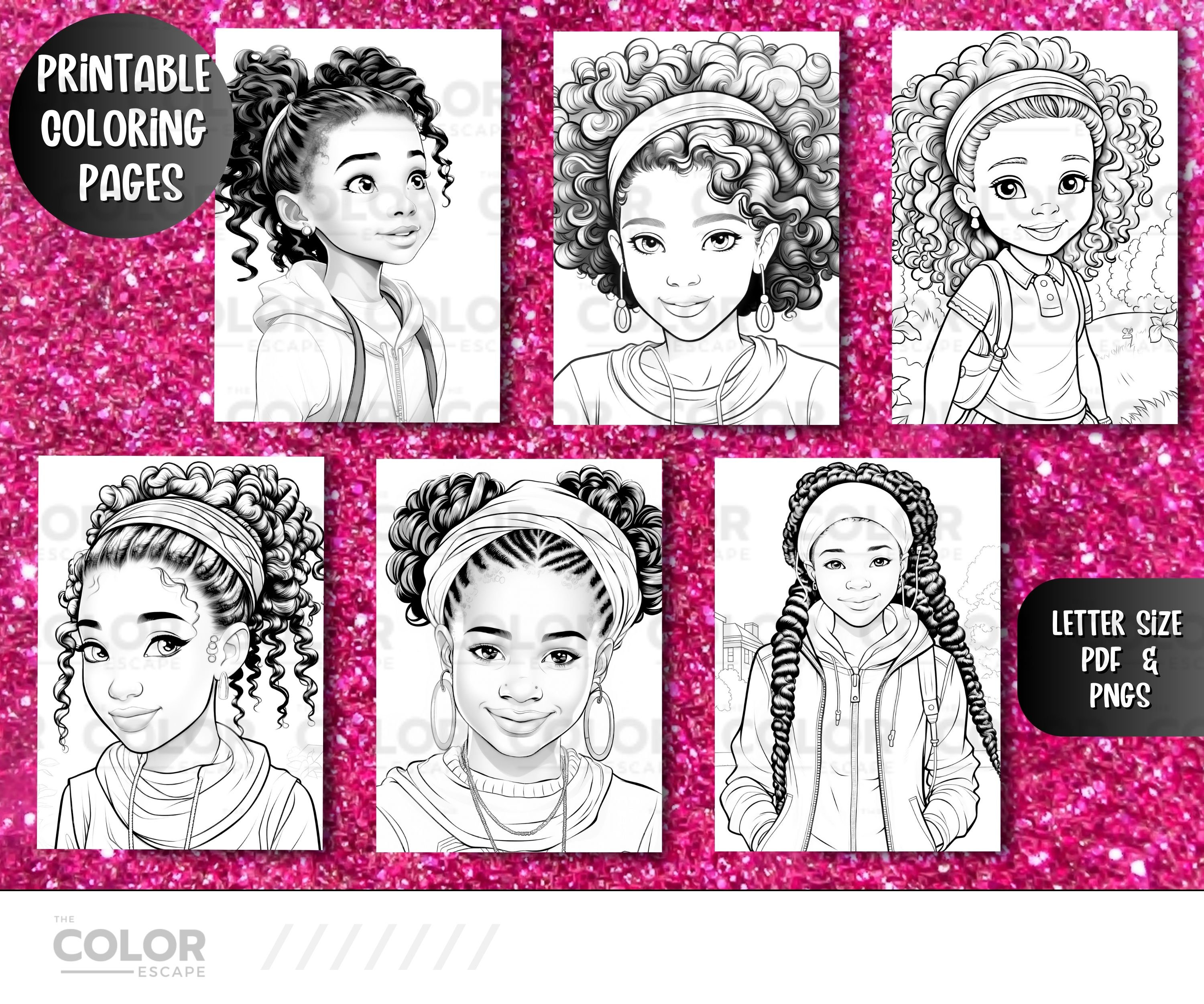 Black Girl Curls Coloring Pages | African-american Girl Photos| Natural ...