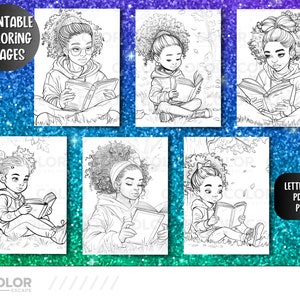 Black Girls Reading Coloring Pages | Cute African-american Girls ...