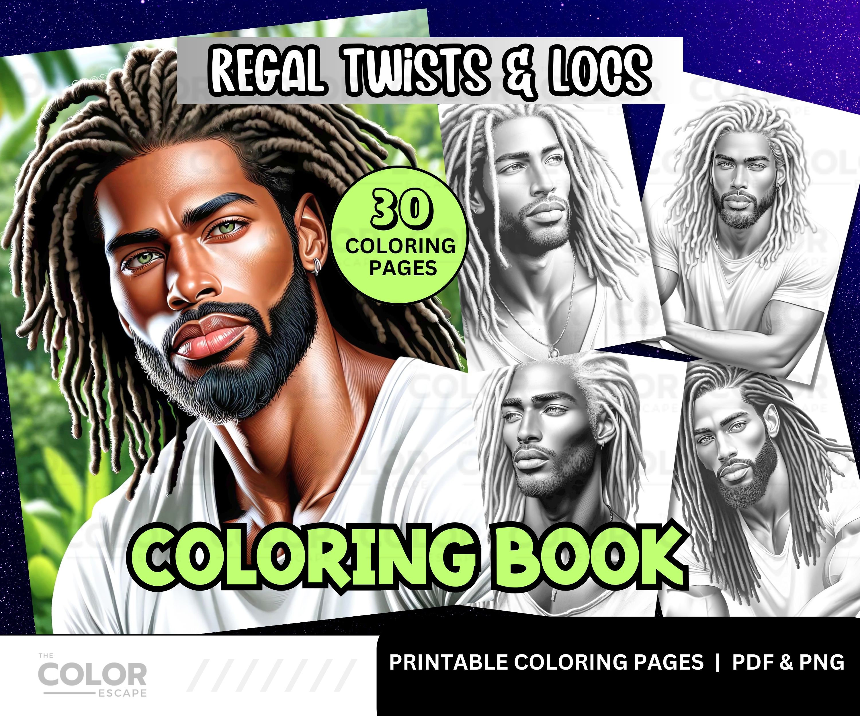 Black Men Locs Hair Coloring Pages | African-american Dreadlocks ...