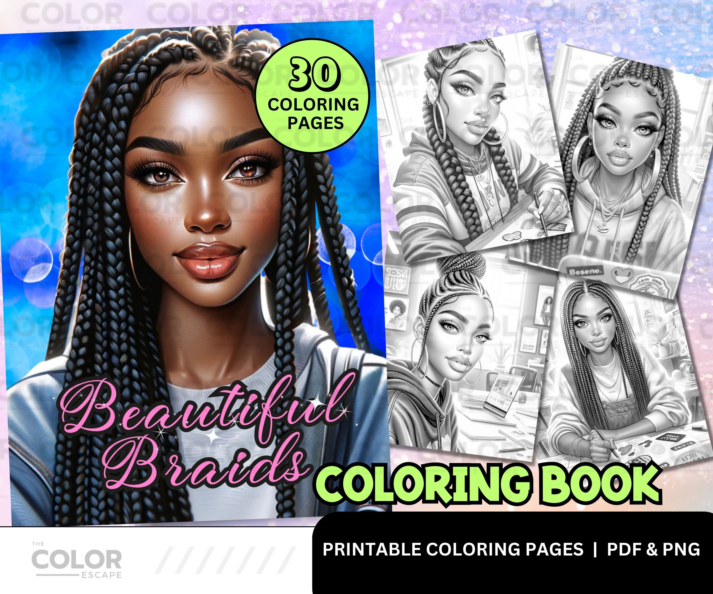 Black Women Braids Coloring Pages African American Braid Hairstyles ...