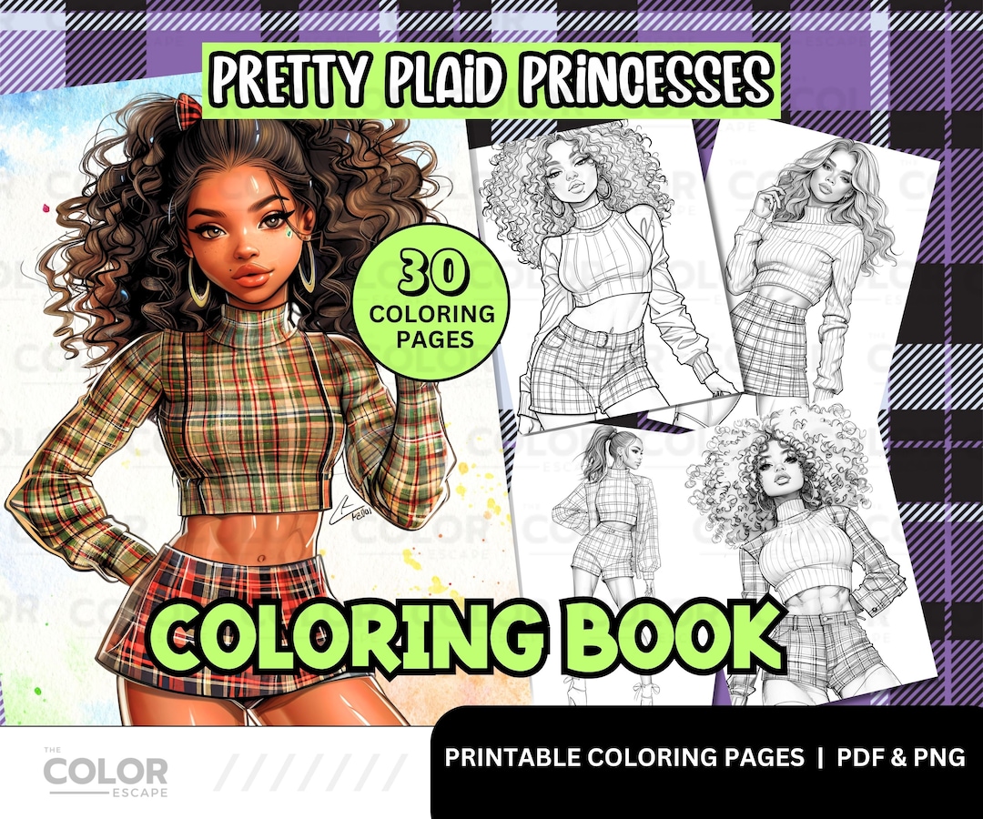 Black Women Wearing Plaid Coloring Pages | African-american Fashion ...