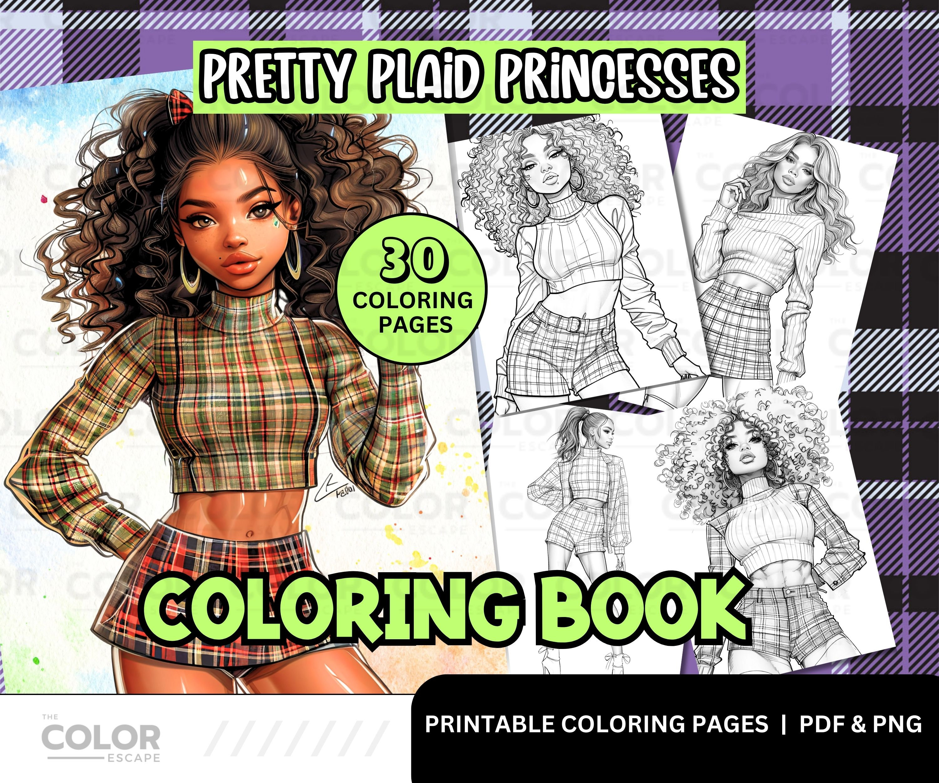 Black Women Wearing Plaid Coloring Pages African-american Fashion Woman ...