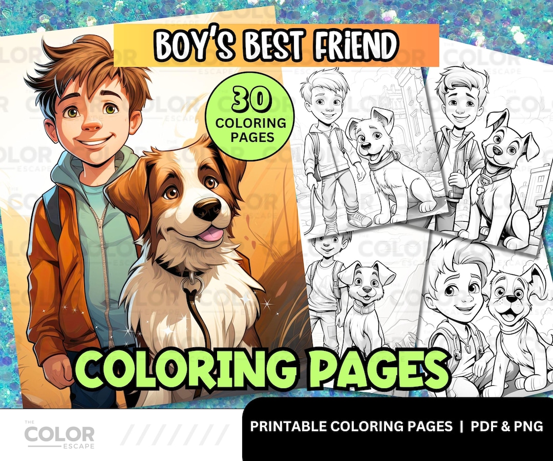 Boys and Dogs Coloring Pages | Animal Coloring | Kids Coloring Pages ...