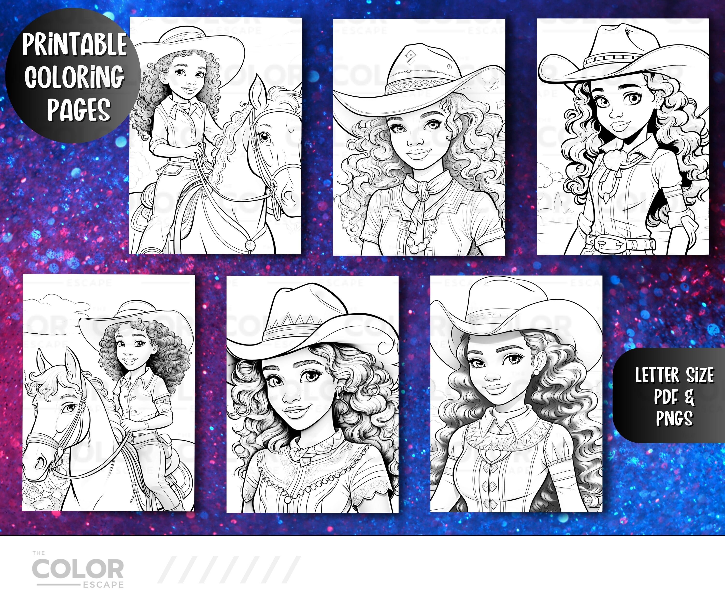 Black Cowgirls Coloring Pages Cute African-american Girls Color Natural ...